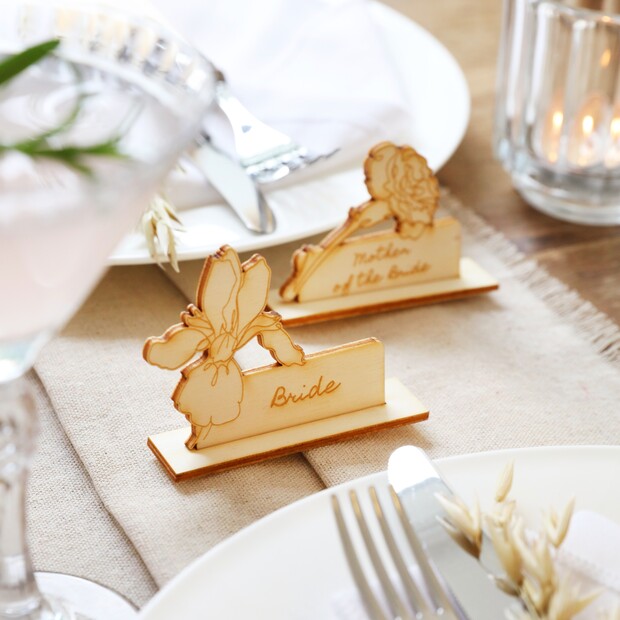 Personalised Wooden Birth Flower Place Settings | Lisa Angel