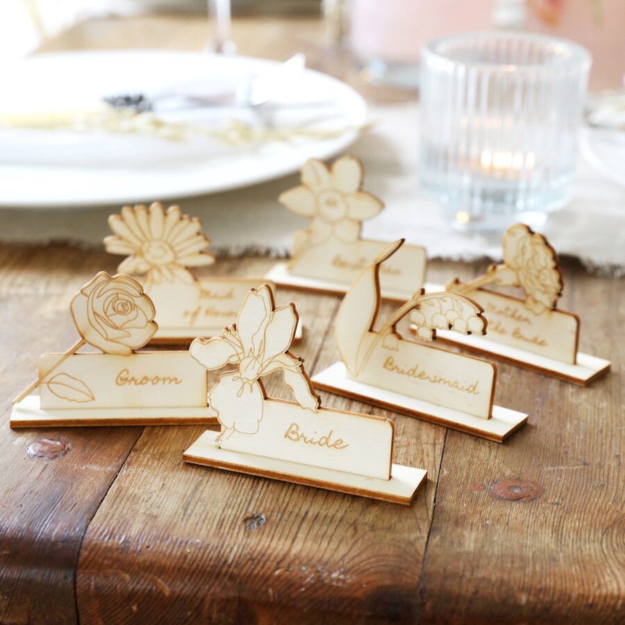 Personalised Wooden Birth Flower Place Settings | Lisa Angel