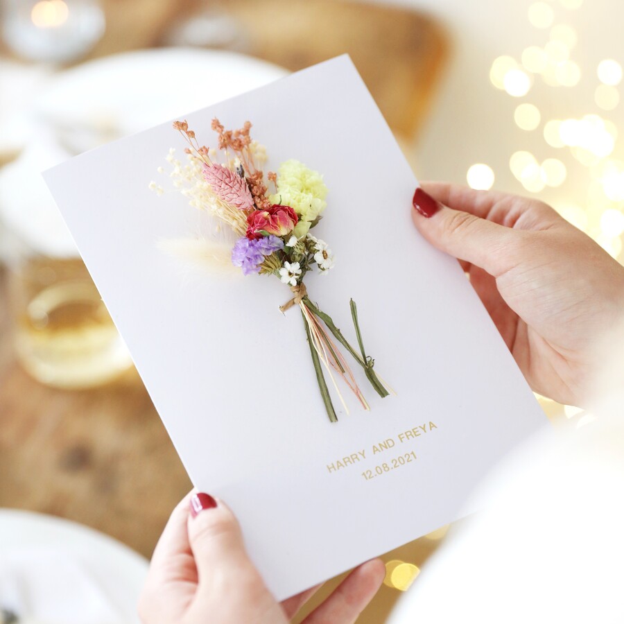 Personalised Foil Dried Flower Greetings Card | Lisa Angel