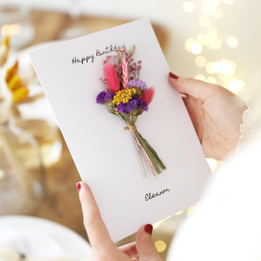 Personalised Vinyl Dried Flower Greetings Card | Lisa Angel