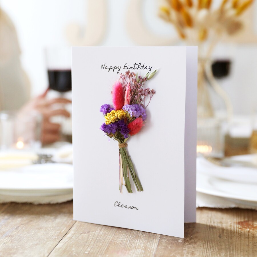Personalised Vinyl Dried Flower Greetings Card | Lisa Angel