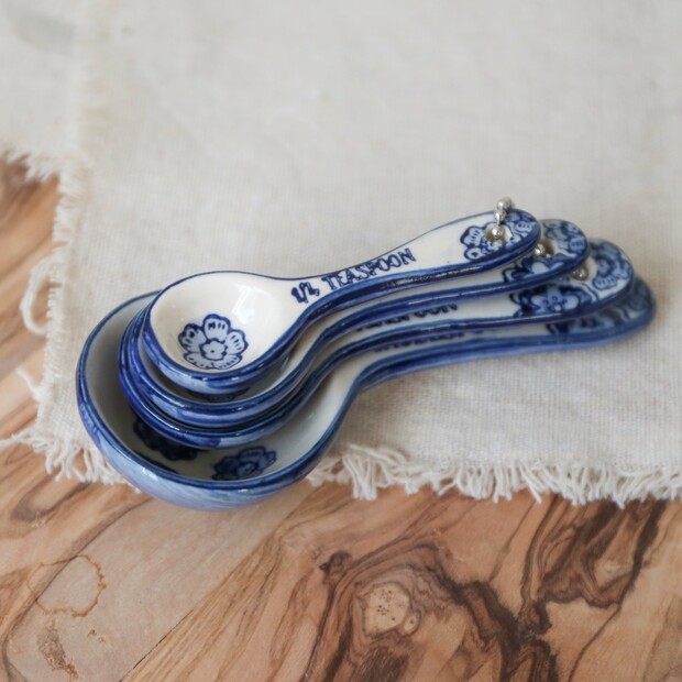 Blue Floral Measuring Spoons | Sass & Belle | Lisa Angel