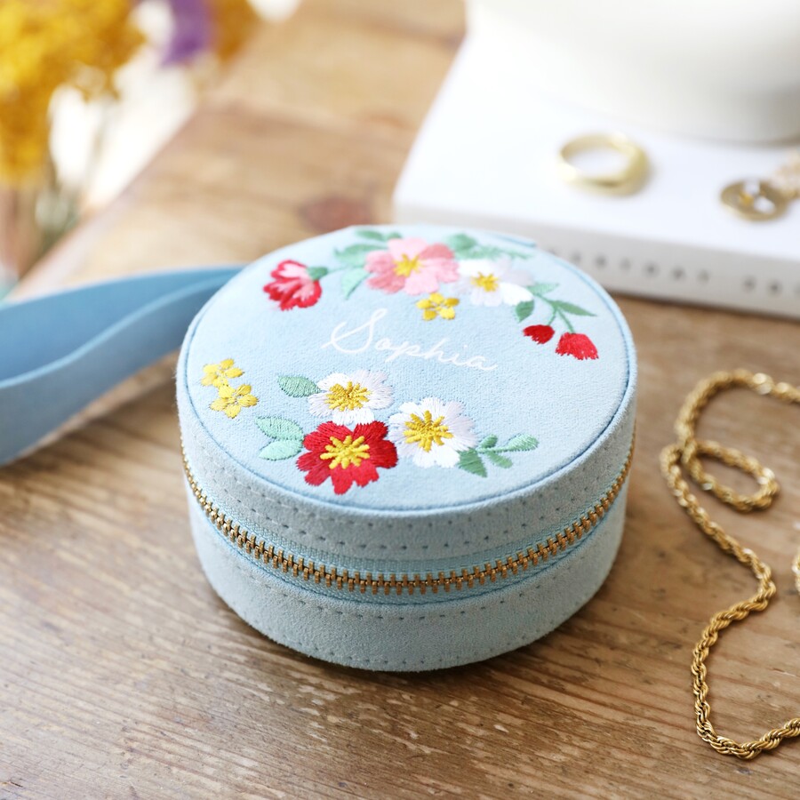 Personalised Embroidered Velvet Jewellery Case | Lisa Angel