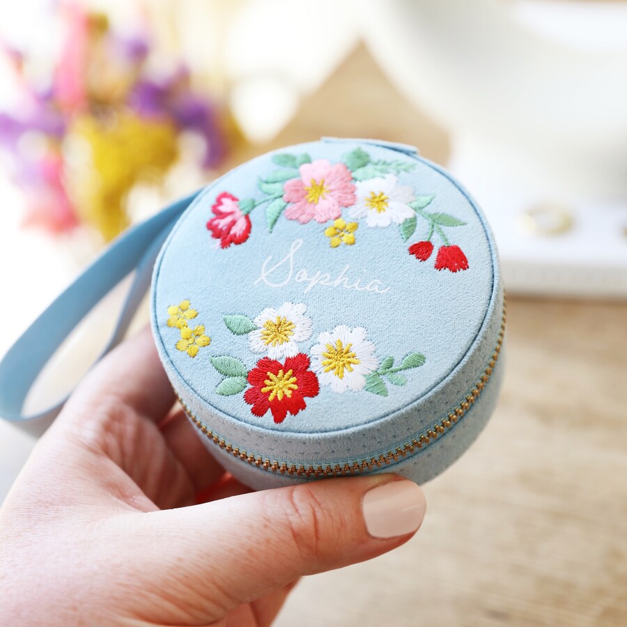 Personalised Embroidered Velvet Jewellery Case | Lisa Angel