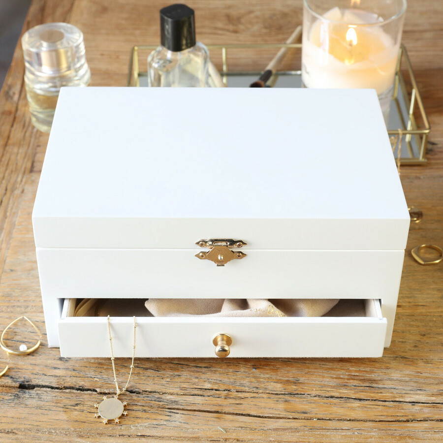 Personalised Wildflower White Jewellery Box | Lisa Angel