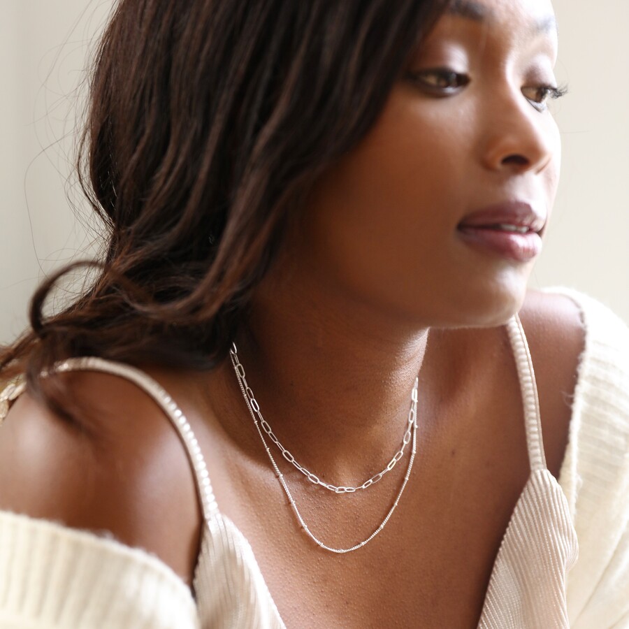 Silver Rectangle Chain Necklace | Jewellery | Lisa Angel
