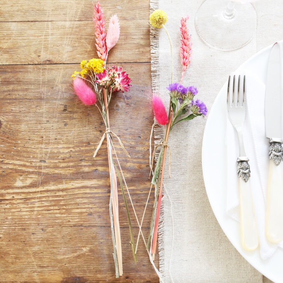 Set of Rainbow Brights Dried Flower Place Settings | Lisa Angel