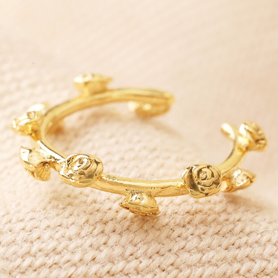 Tiny Rose Ear Cuff in Gold | Lisa Angel