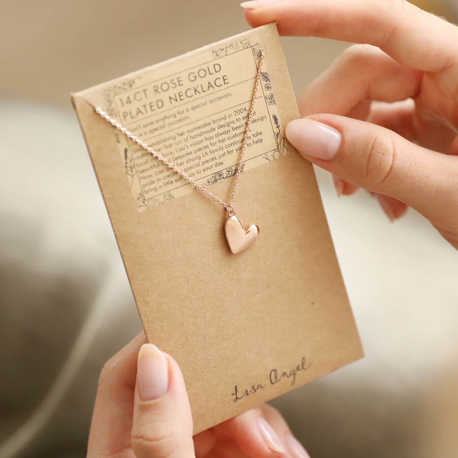3D Heart Pendant Necklace in Rose Gold| Lisa Angel Jewellery