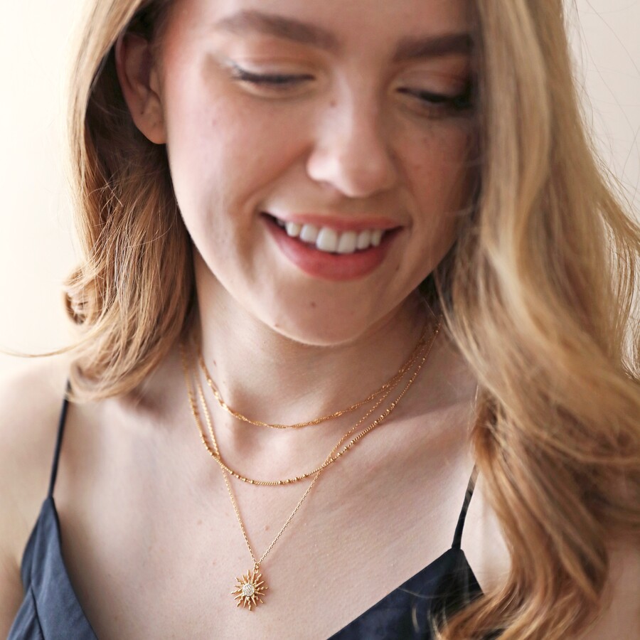 Crystal Sunshine Pendant Necklace in Gold | Lisa Angel