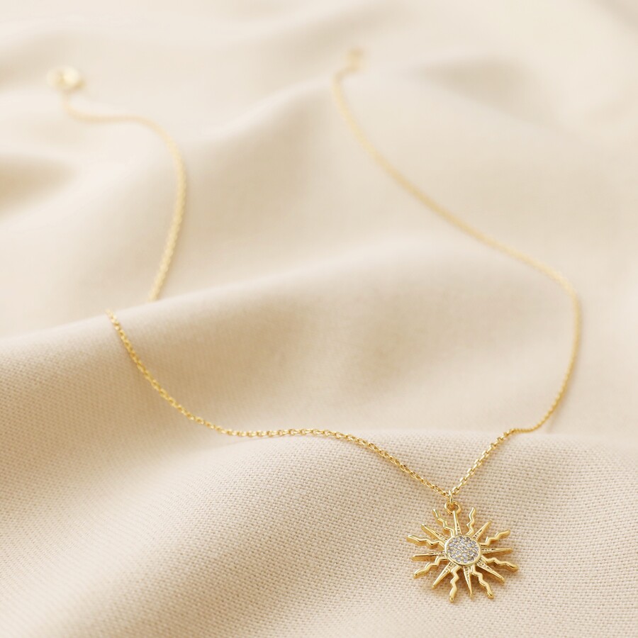 Crystal Sunshine Pendant Necklace in Gold | Lisa Angel