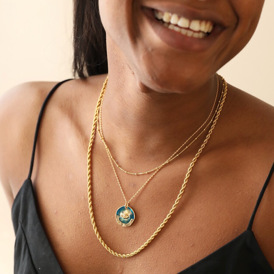 Enamel Talisman Evil Eye Pendant Necklace Gold | Lisa Angel