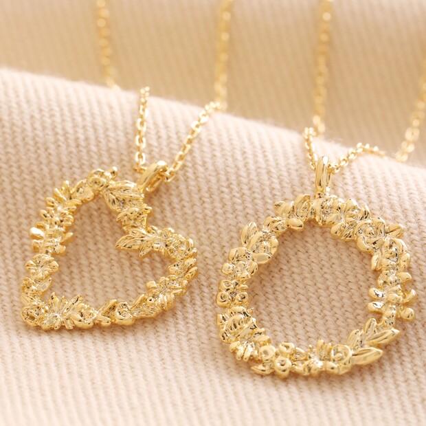 Floral Heart Pendant Necklace in Gold | Lisa Angel