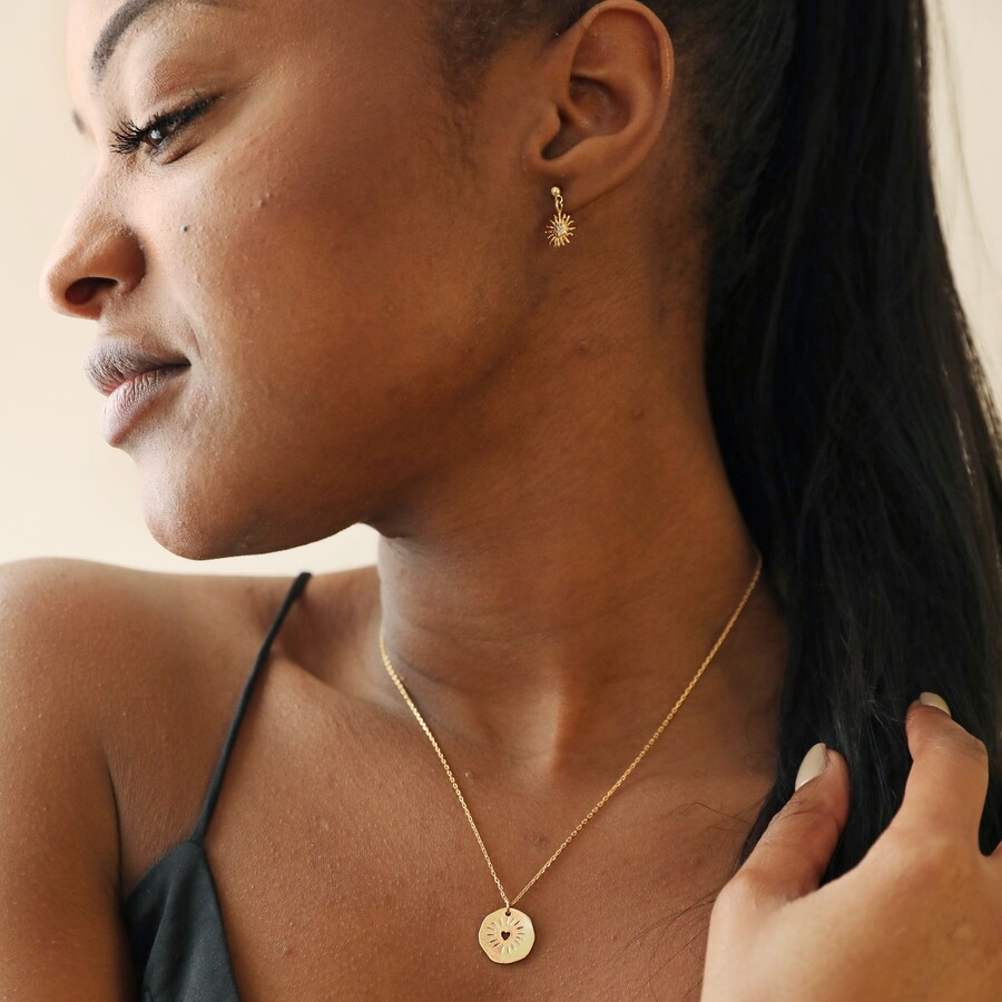 Heart Disc Pendant Necklace in Gold | Lisa Angel