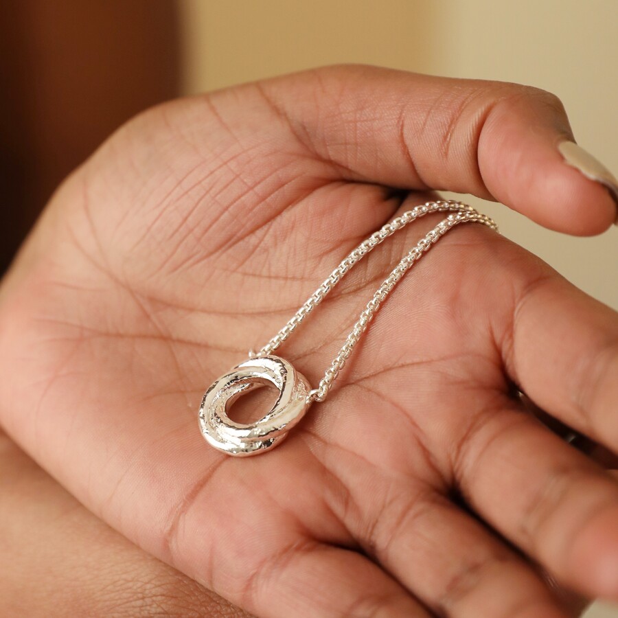 Molten Russian Ring Pendant Necklace in Silver | Lisa Angel