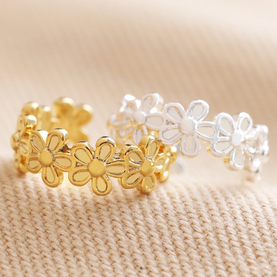 Tiny Daisy Chain Ear Cuff in Gold | Lisa Angel