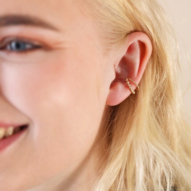 Layered Dotted Ear Cuff in Gold | Lisa Angel