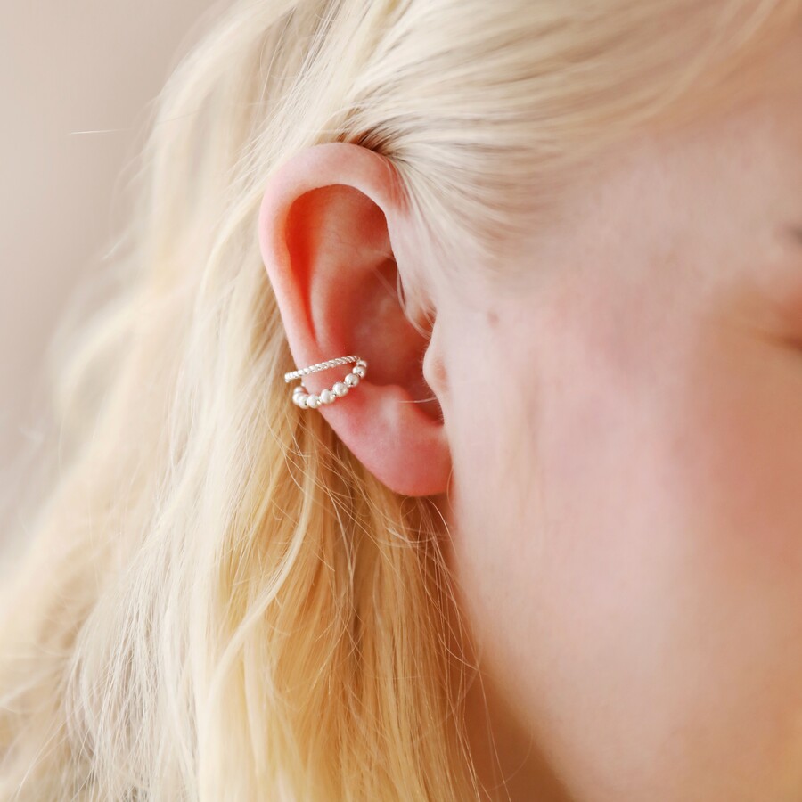 Layered Dotted Ear Cuff in Silver | Lisa Angel