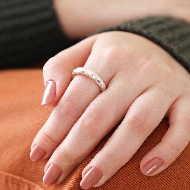 Matte Hammered Organic Ring in Silver | Lisa Angel