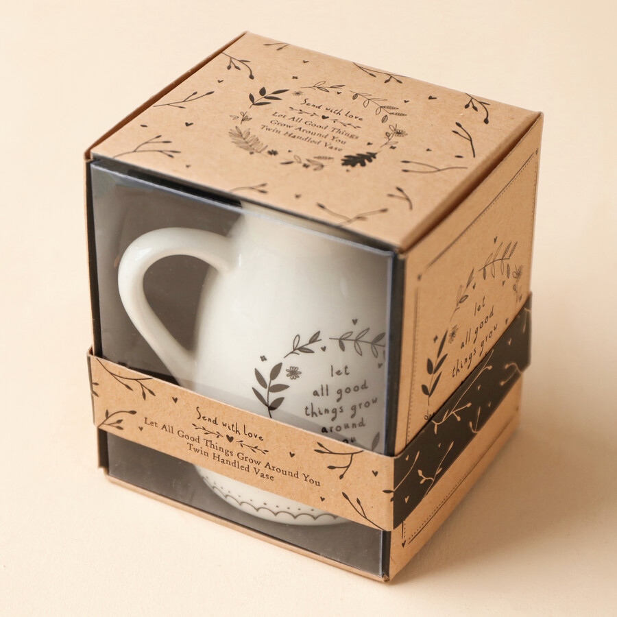Ceramic Good Things Grow Twin Handle Bud Vase | Lisa Angel