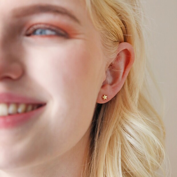 Tiny Star Stud Earrings in Gold | Lisa Angel