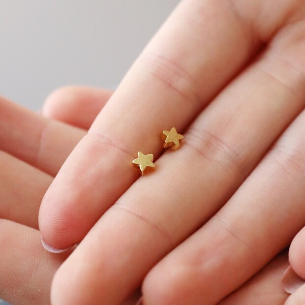Tiny Star Stud Earrings in Gold | Lisa Angel