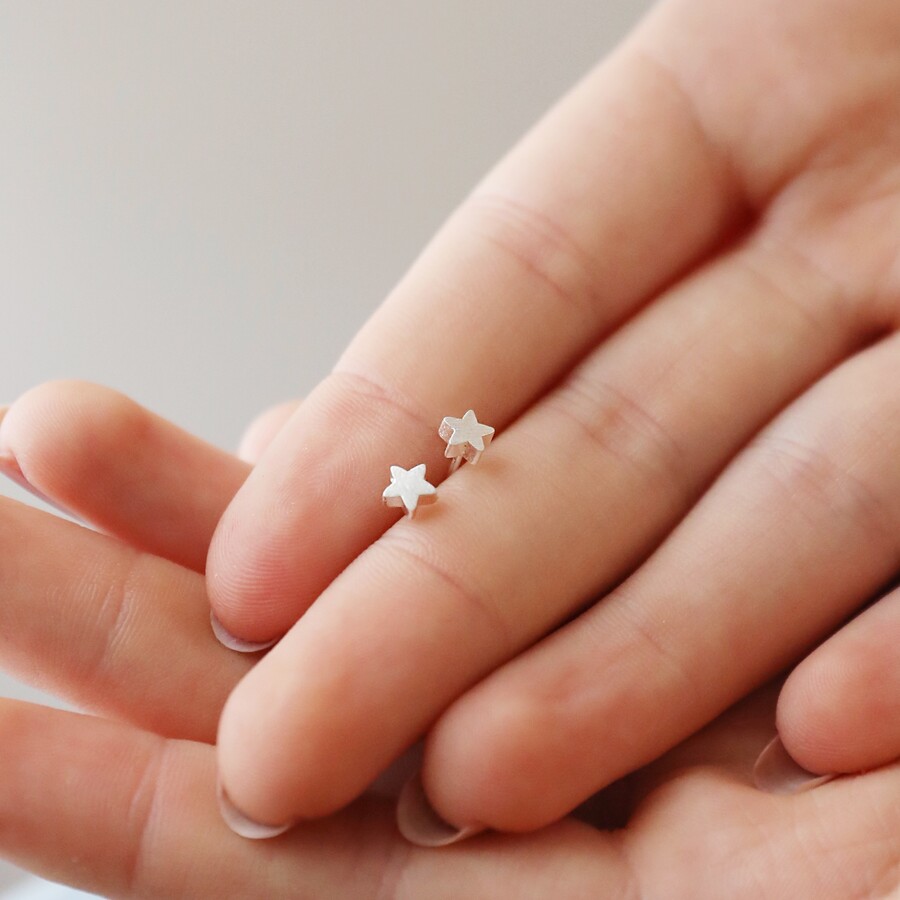 Tiny Star Stud Earrings in Silver | Lisa Angel