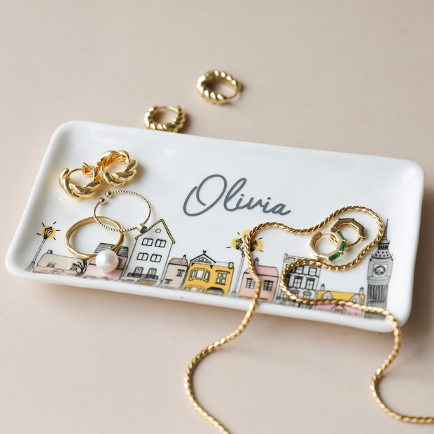 Personalised Long Townhouse Design Trinket Dish | Lisa Angel