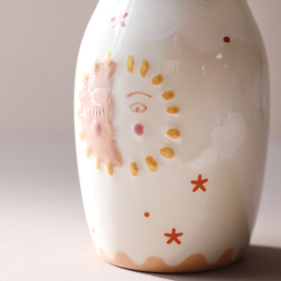 Sun and Moon Face Ceramic Posy Vase | Lisa Angel
