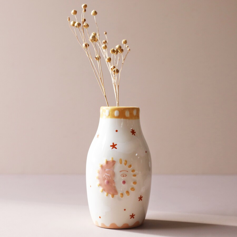 Sun and Moon Face Ceramic Posy Vase | Lisa Angel