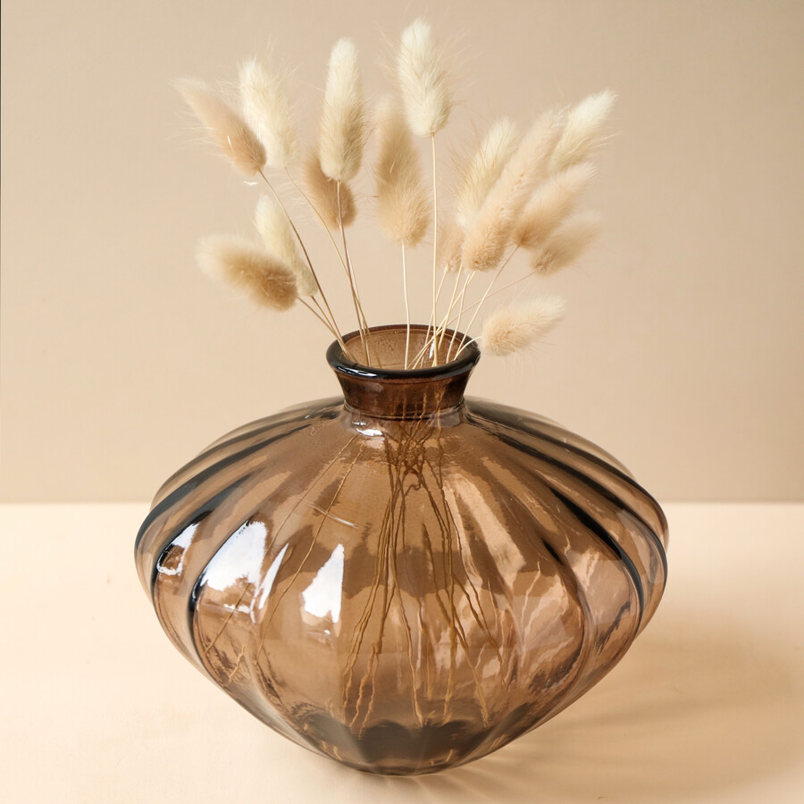 Smoke Fluted Ellipse Vase | Lisa Angel