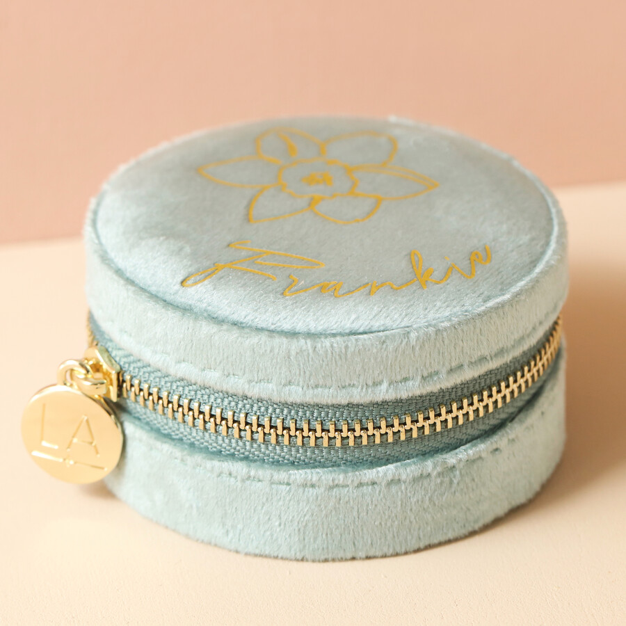 Personalised Flower Velvet Round Jewellery Case | Lisa Angel