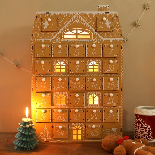 Wooden Gingerbread House LED Advent Calendar | Lisa Angel