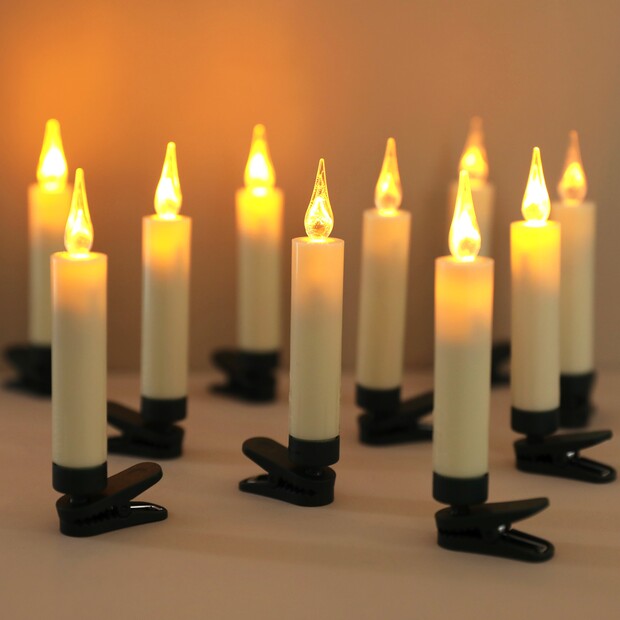 Set of 10 Small Cream LED Wick Candles | Lisa Angel