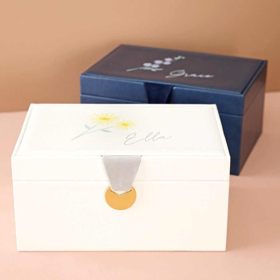 Personalised Birth Flower Tiered Jewellery Box | Lisa Angel