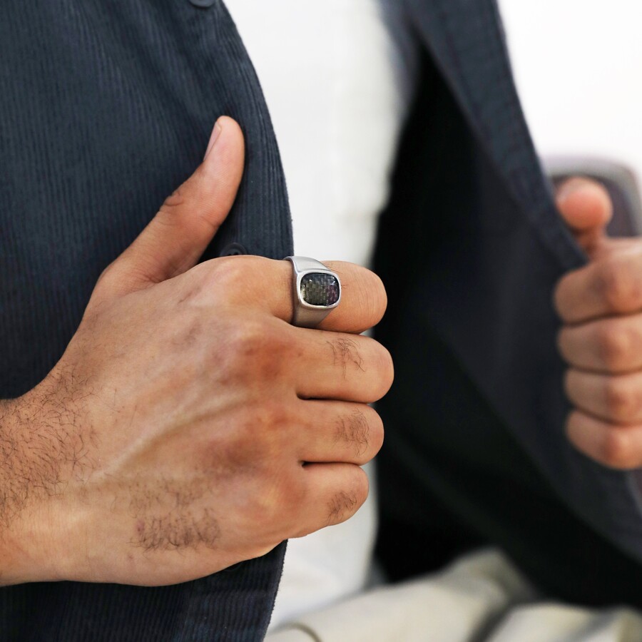 Men's Black Feature Stainless Steel Signet Ring | Lisa Angel