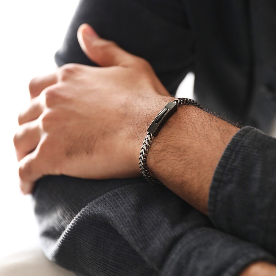 Men's Personalised Thick Steel Chain Bracelet | Lisa Angel