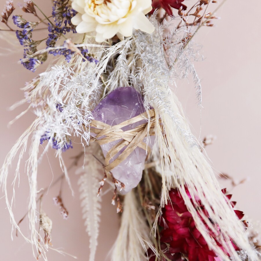 Rustic Moon Dried Flower Wreath with Crystal | Lisa Angel