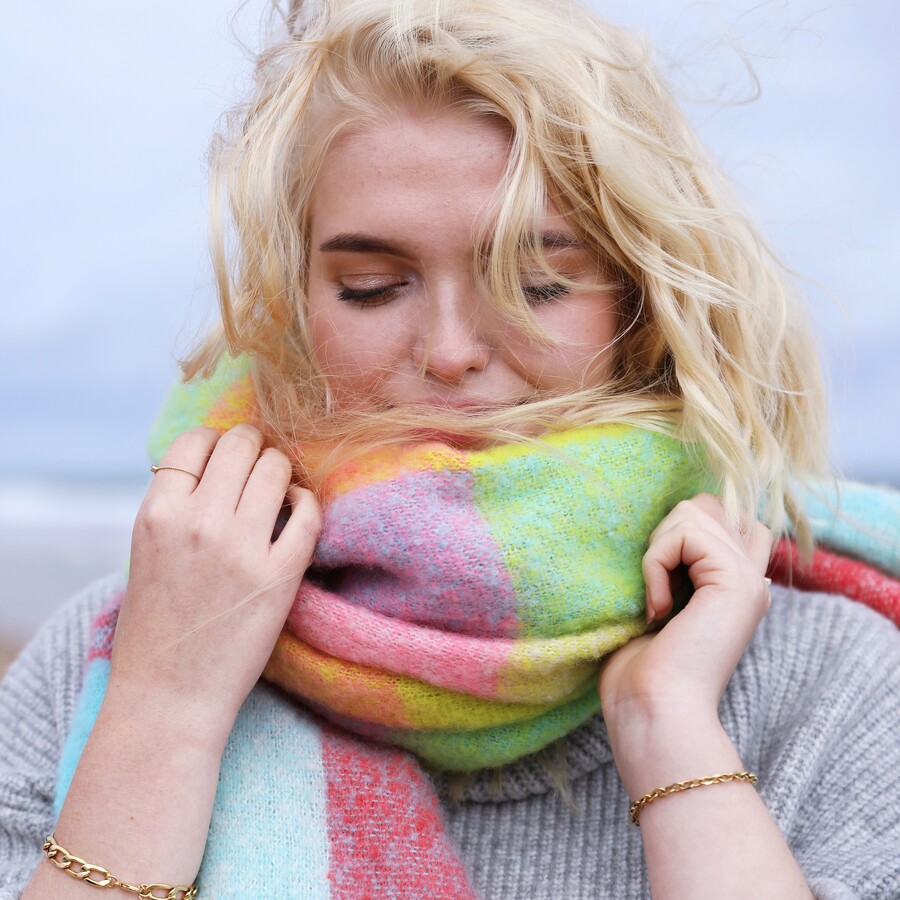 Neon Brights Check Winter Scarf | Lisa Angel