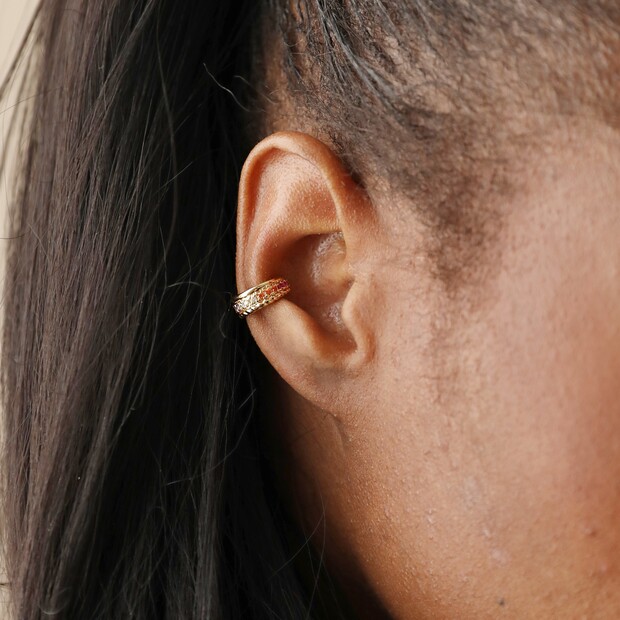 Rainbow Crystal Ear Cuff in Gold | Lisa Angel