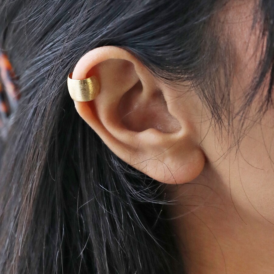 Wide Brushed Ear Cuff in Gold | Lisa Angel