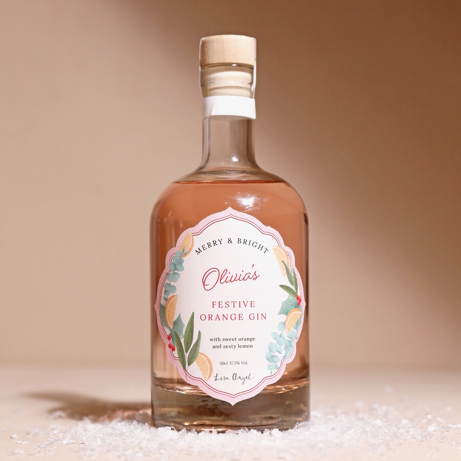 Personalised 500ml Festive Orange Gin | Alcohol Gifts | Lisa Angel