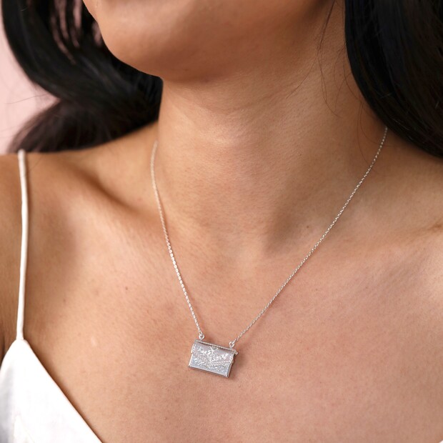 Envelope Locket Necklace in Silver | Jewellery | Lisa Angel
