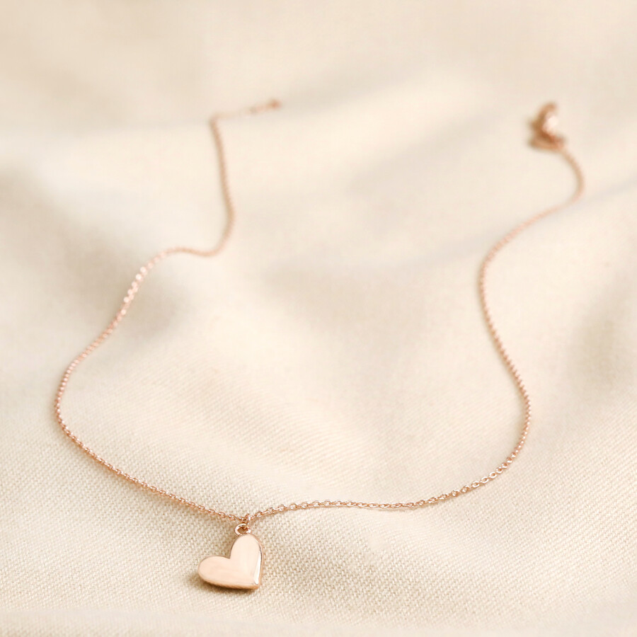 3D Heart Pendant Necklace in Rose Gold| Lisa Angel Jewellery
