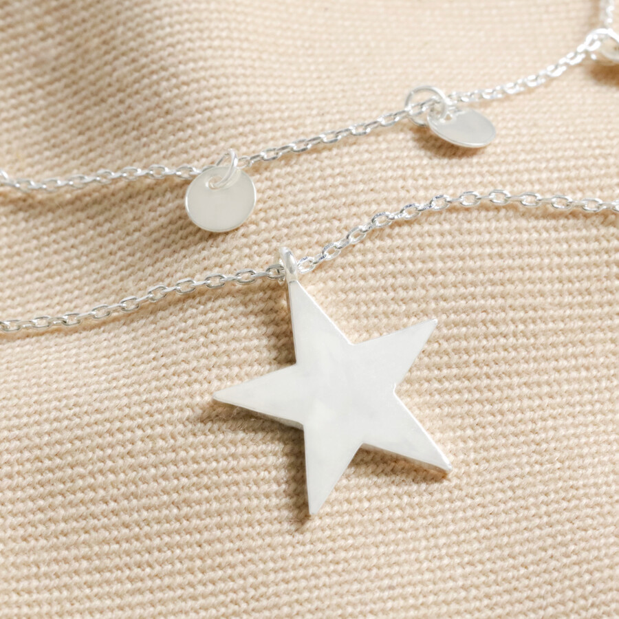 Silver Double Layer Star Necklace | Jewellery | Lisa Angel