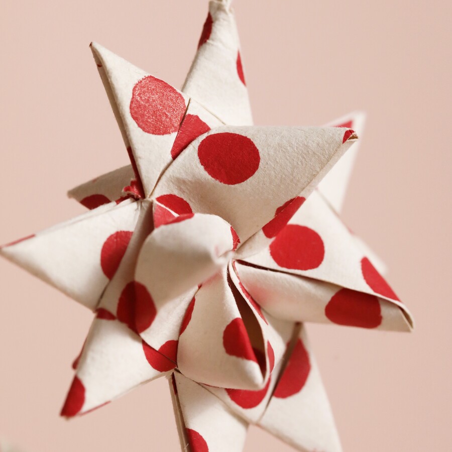 2 White Red Polka Dot Star Decorations | Afroart | Lisa Angel