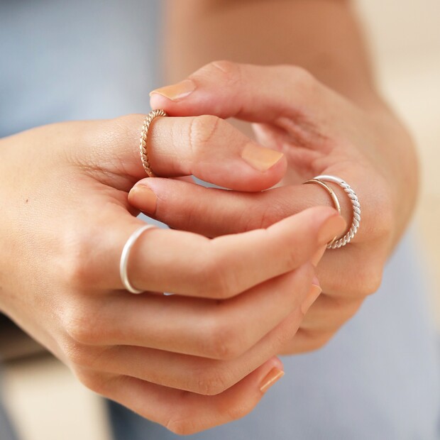 Set of 4 Silver and Gold Stacking Rings | Lisa Angel