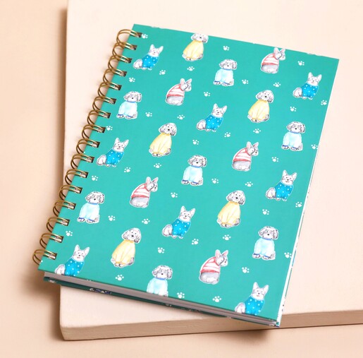 Teal Dog Print Notebook | Books & Stationery | Lisa Angel