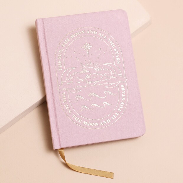 Pink Sun and Moon Fabric Notebook | Stationery | Lisa Angel