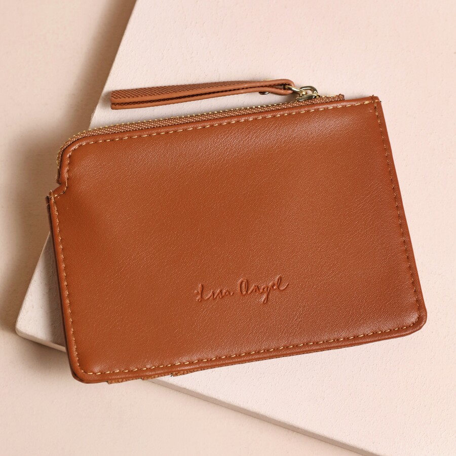 Vegan Leather Card Holder in Tan | Accessories | Lisa Angel
